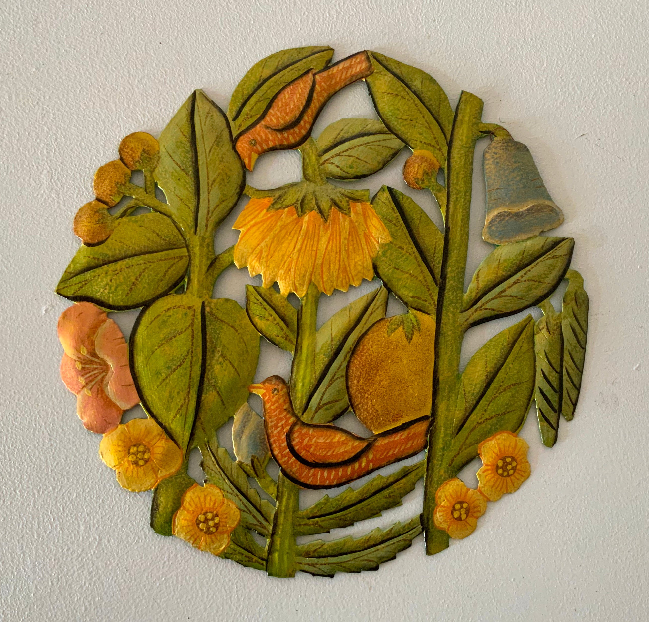 Garden of Yellow Flowers, Round, 12" | PM - 3 | Iron-Sculpture | Vassar ...